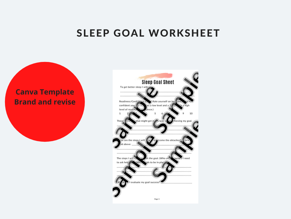 Sleep Goal Worksheet - Canva Template - Well Resourced Dietitian