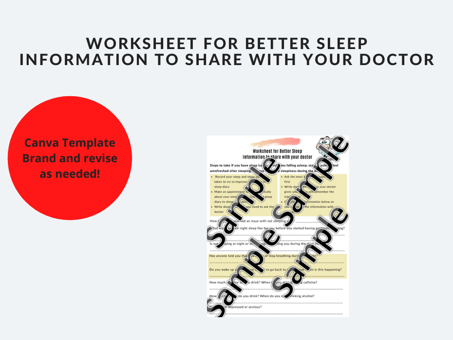 Worksheet for Better Sleep - Information to share with your doctor ...