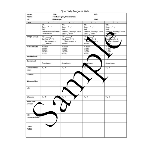 Long Term Care Quarterly Progress Note (Non-branded) - Well Resourced ...