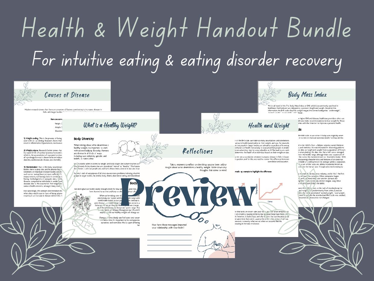 Health and Weight Handout Bundle | Well Resourced Dietitian