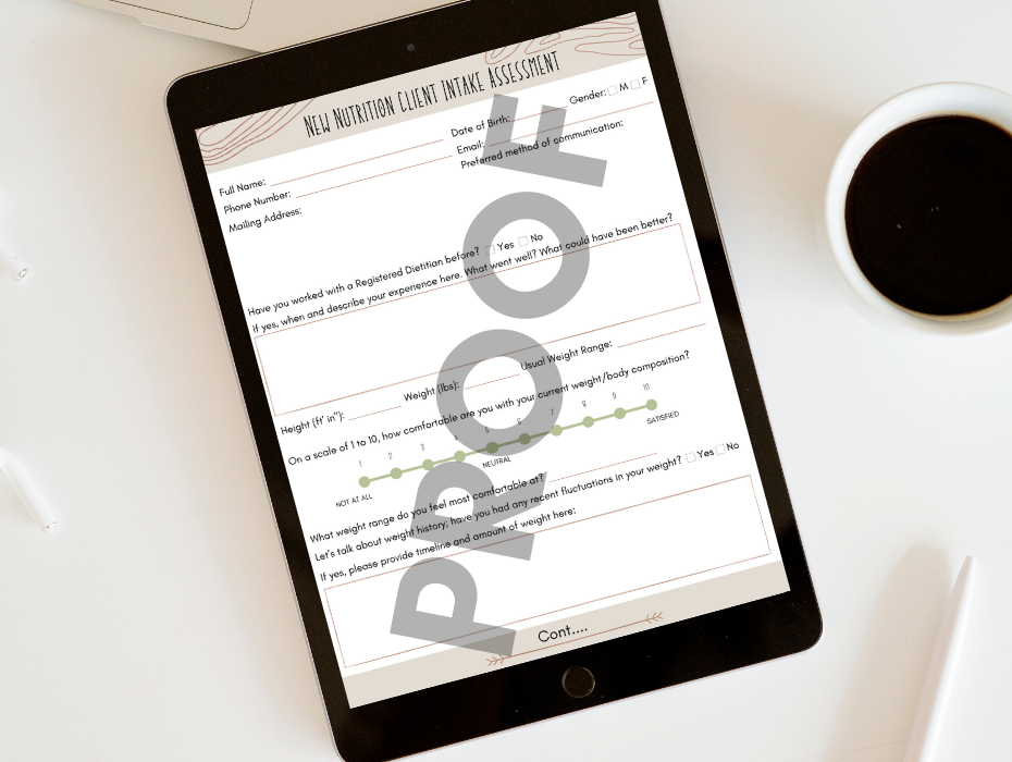 Sports Nutrition New Client Intake Assessment Form - Well Resourced ...