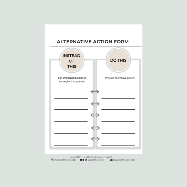 Alternative Action Form - Well Resourced Dietitian