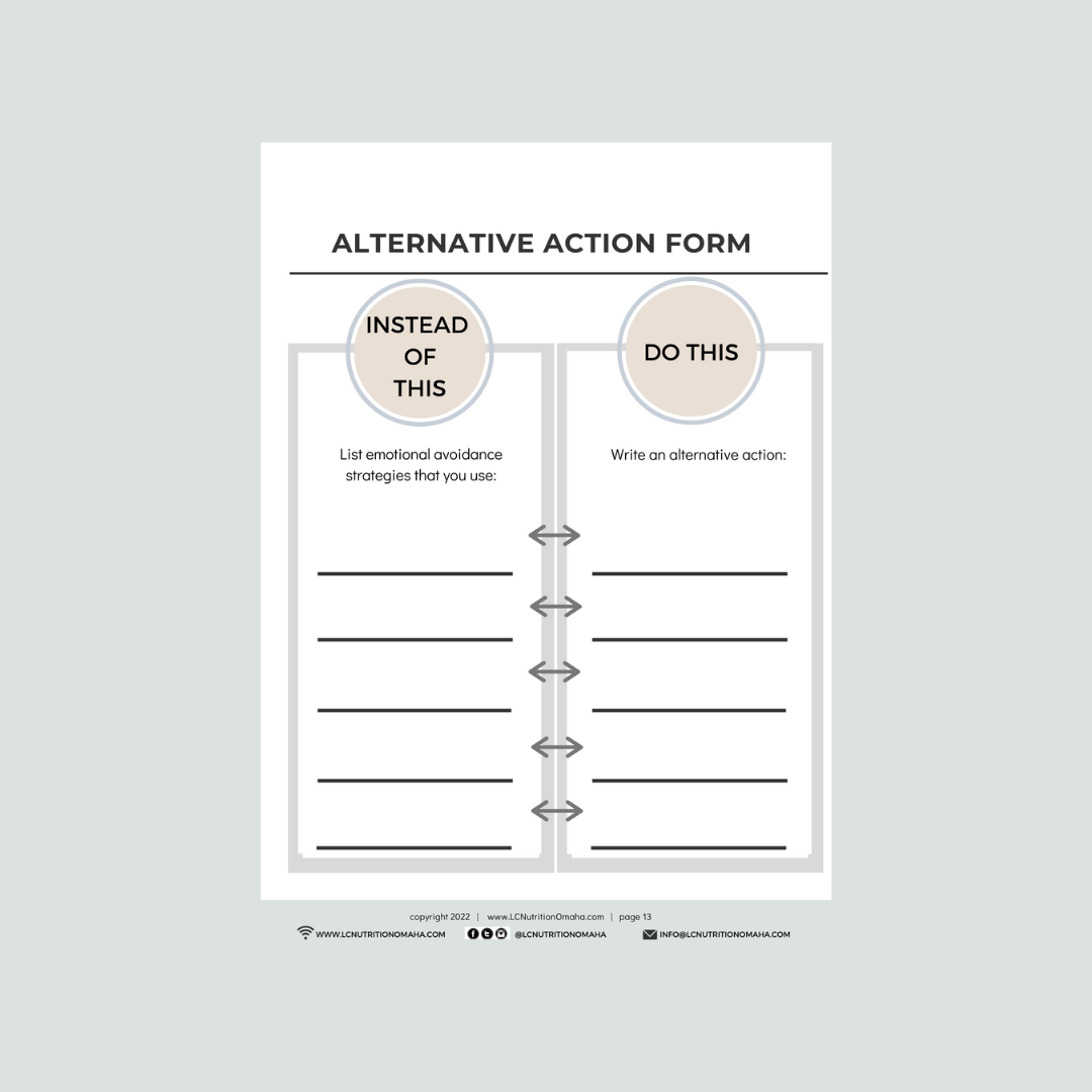 Alternative Action Form - Well Resourced Dietitian