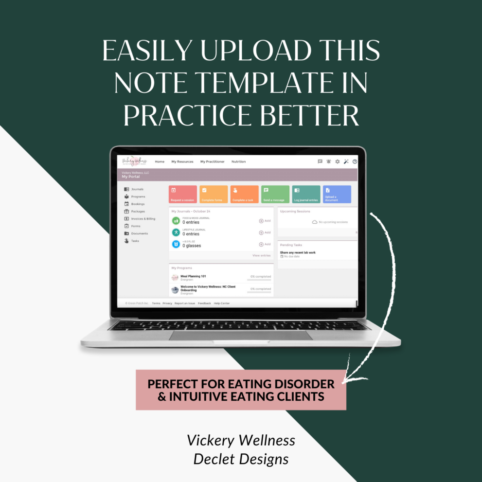 Initial Session Note Template for Practice Better - Well Resourced ...