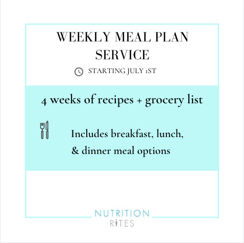 4 Week Meal Plan + Grocery List - Well Resourced Dietitian