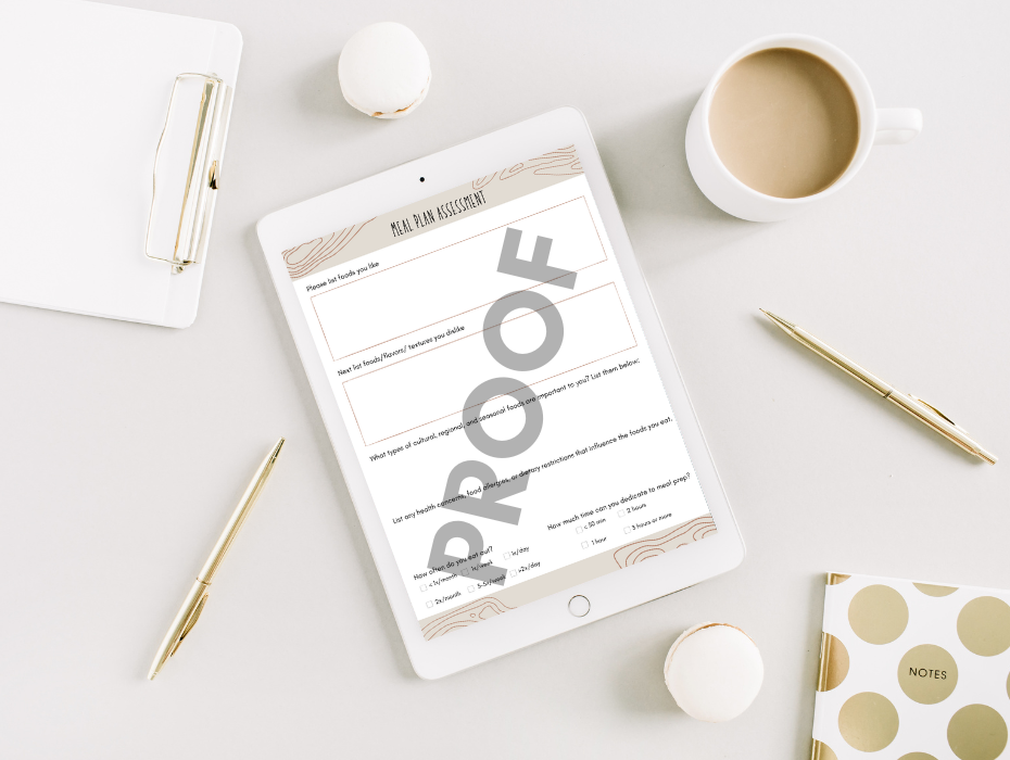 Meal Plan Intake Assessment Form - Well Resourced Dietitian