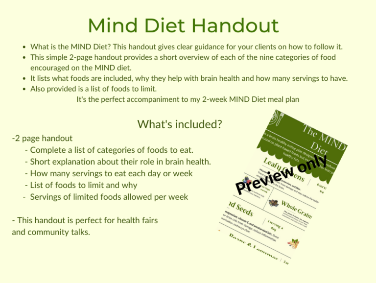 MIND Diet handout - Well Resourced Dietitian