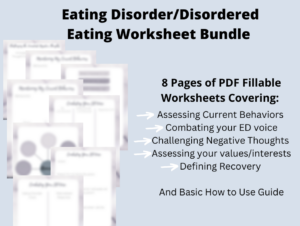 Eating Disorder/ Disordered Eating Worksheet Bundle - Well Resourced ...