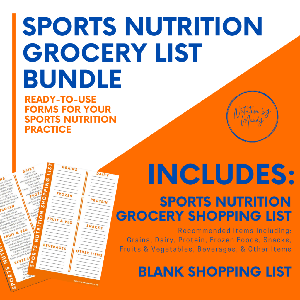 Sports Nutrition Grocery Shopping List Bundle - Well Resourced Dietitian