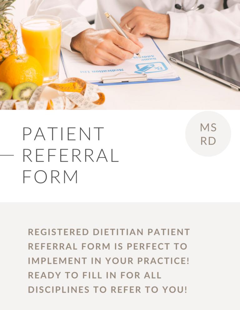 Registered Dietitian Patient Referral Form - Well Resourced Dietitian