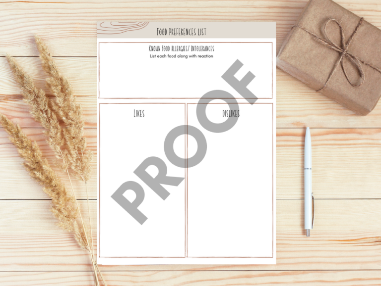 Printable Food Preferences Form - Well Resourced Dietitian