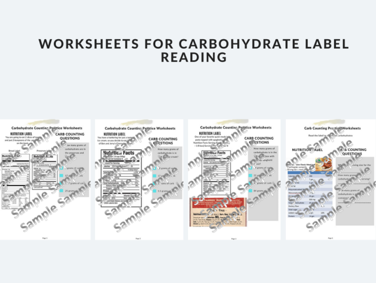 Worksheets for Carbohydrate Label Reading - Well Resourced Dietitian