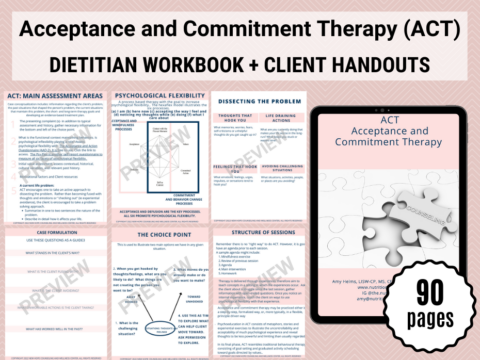 Acceptance and Commitment Therapy (ACT) guide, workbook and handouts ...