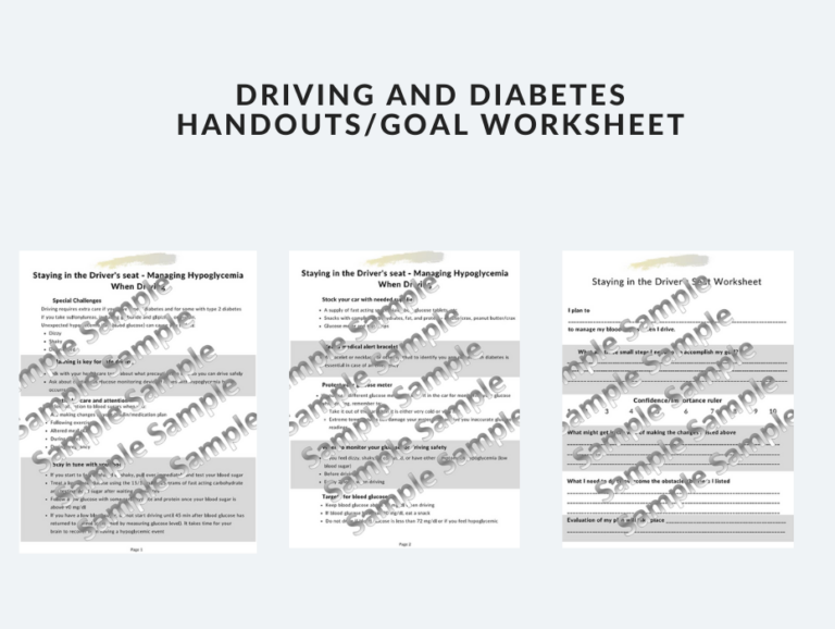 Driving and Diabetes Handouts/Goal Worksheet - Well Resourced Dietitian