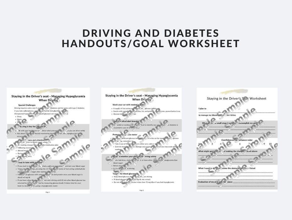 Driving and Diabetes Handouts/Goal Worksheet - Well Resourced Dietitian