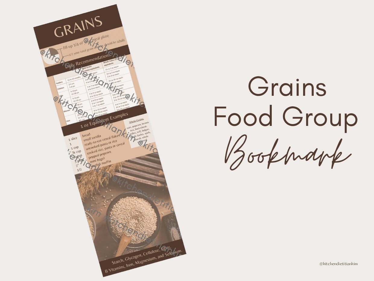 Grains Food Group Bookmark | Well Resourced Dietitian