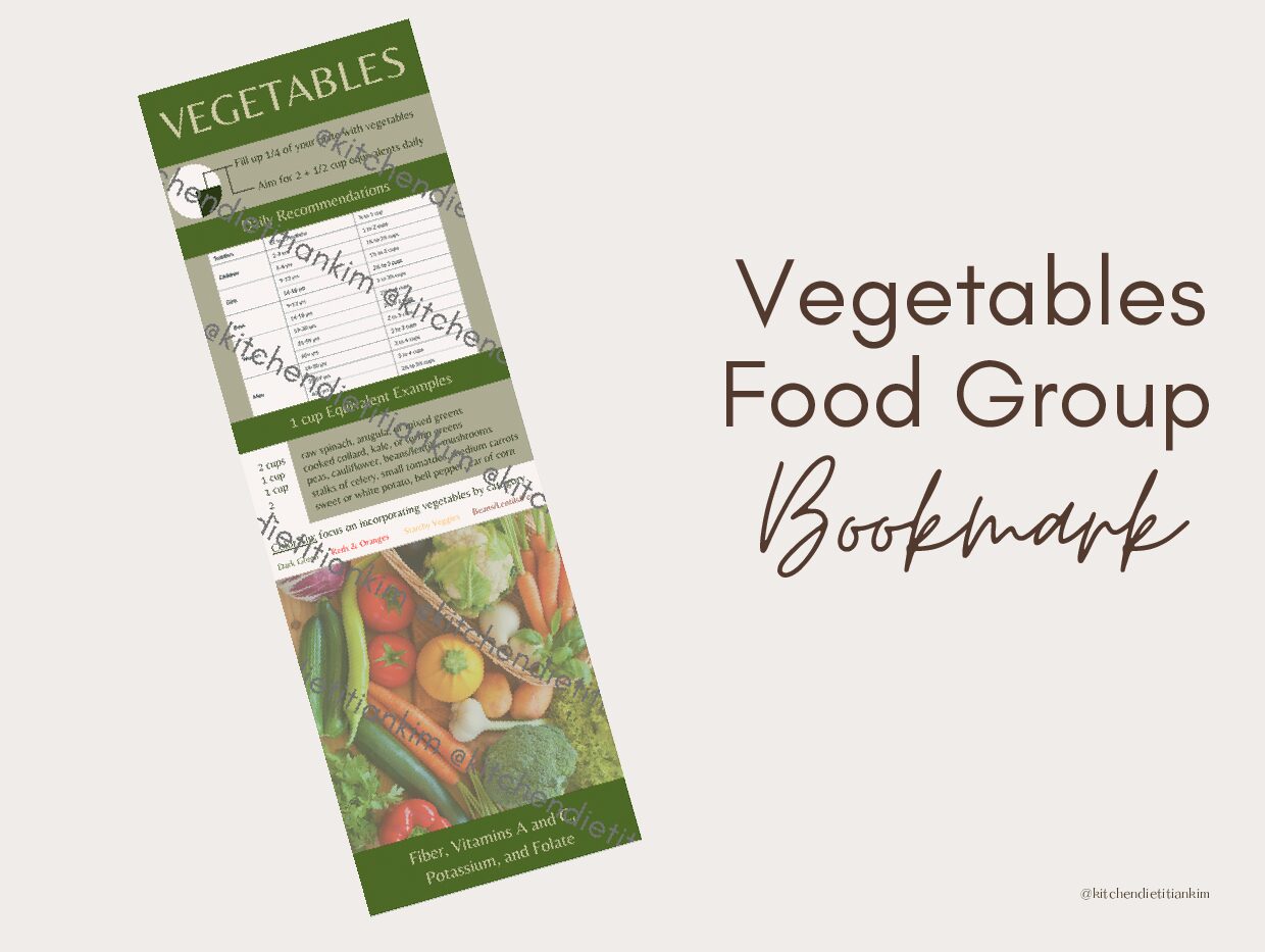 Vegetables Food Group Bookmark | Well Resourced Dietitian