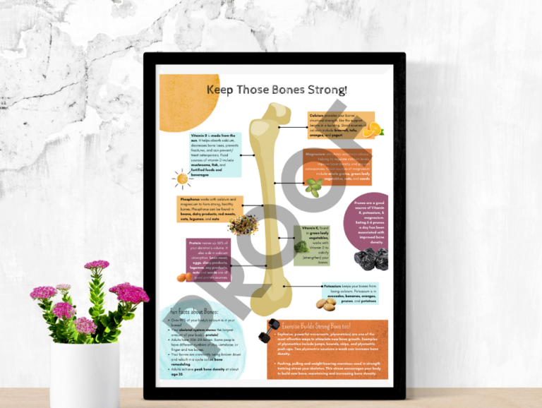 Nutrition, Exercise, and Bone Density Poster - Well Resourced Dietitian