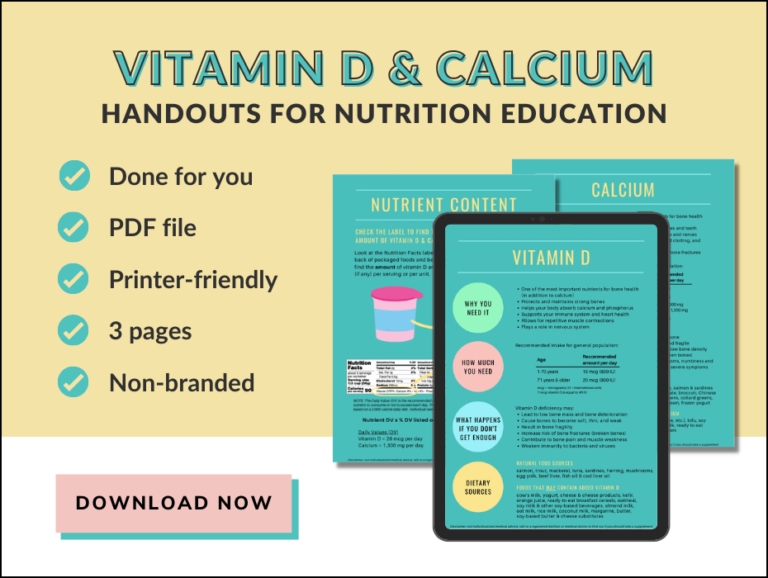 Vitamin D and Calcium Client Education Handout - Well Resourced Dietitian