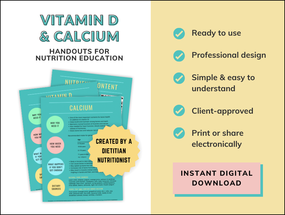 Vitamin D and Calcium Client Education Handout - Well Resourced Dietitian
