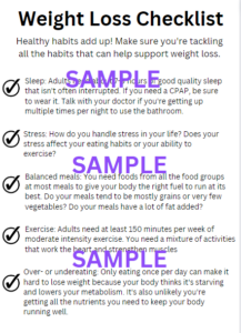 Weight Loss Checklist | Well Resourced Dietitian