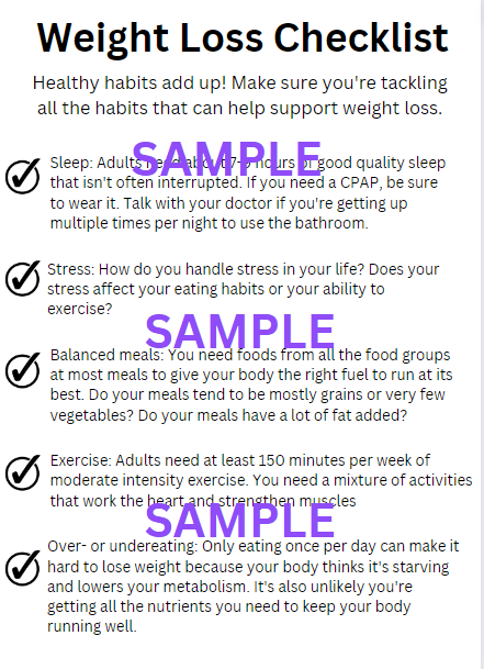 Weight Loss Checklist | Well Resourced Dietitian