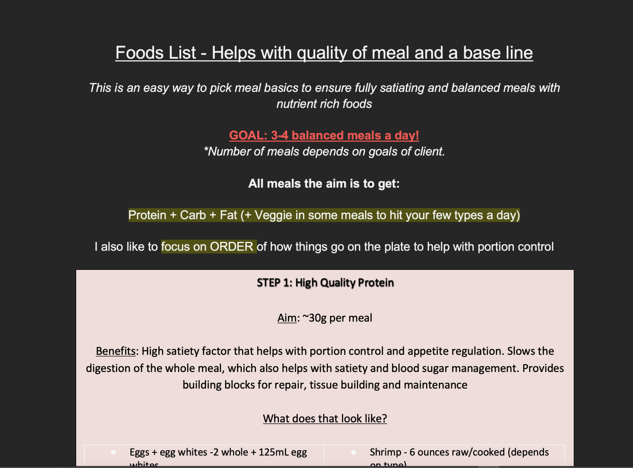 Protein forward meal balancing. - Well Resourced Dietitian