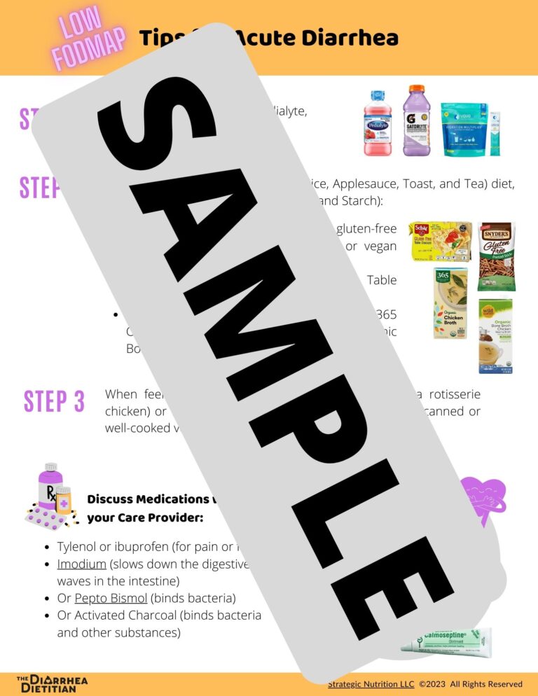 Tips for Acute Diarrhea Low FODMAP (Free Resource) | Well Resourced Dietitian