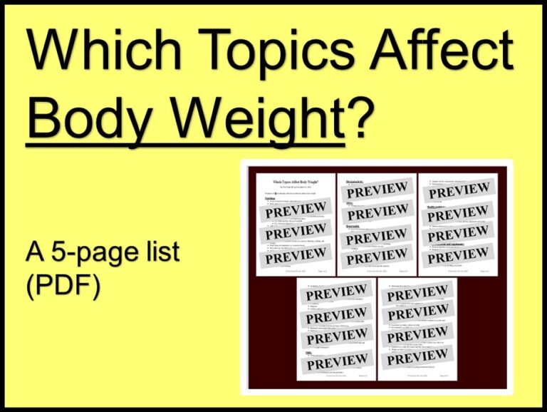 Which Topics Affect Body Weight? – Handout (List) - Well Resourced ...