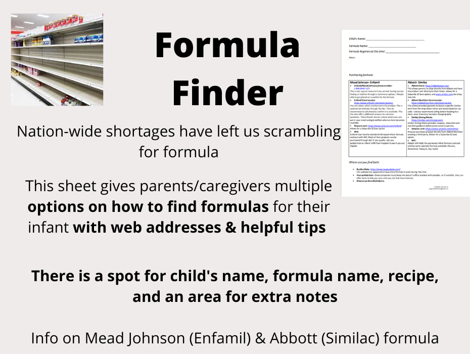 NICU Infant Formula - Well Resourced Dietitian