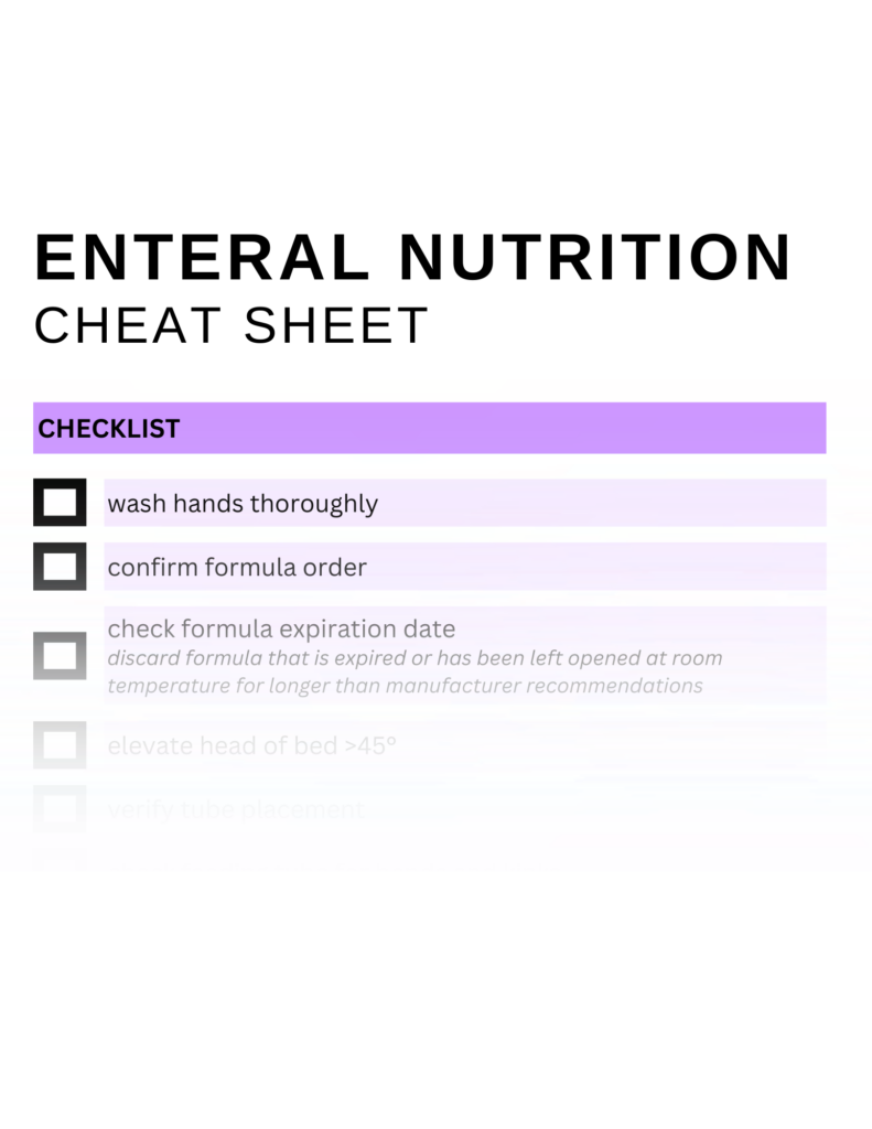 Enteral Nutrition Cheat Sheet with Full Page of Common Problems, Causes, and Solutions - Well ...