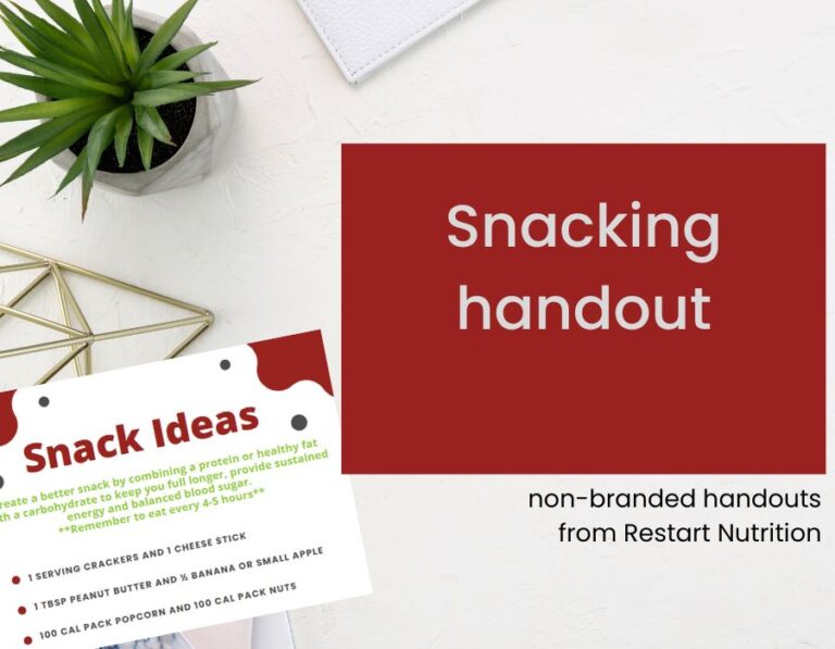 Snacking Ideas Handout - Well Resourced Dietitian