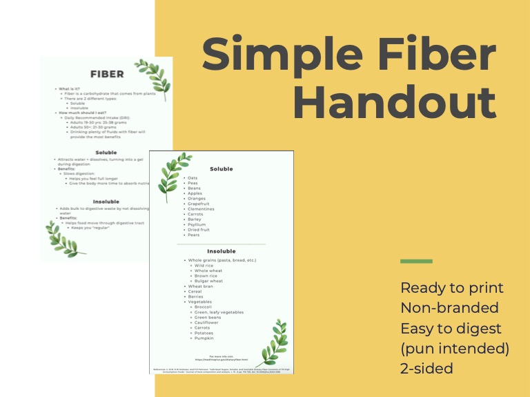 Fiber: Insoluble vs Soluble Handout - Well Resourced Dietitian