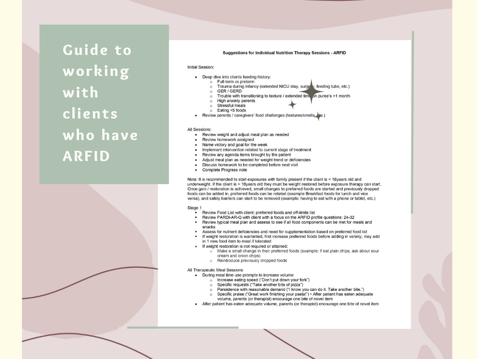 ARFID and ARFID+ Food List - Well Resourced Dietitian
