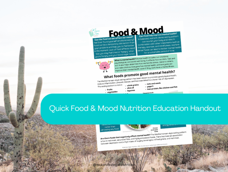*FREEBIE* Quick Food & Mood Nutrition Education Handout - Well ...