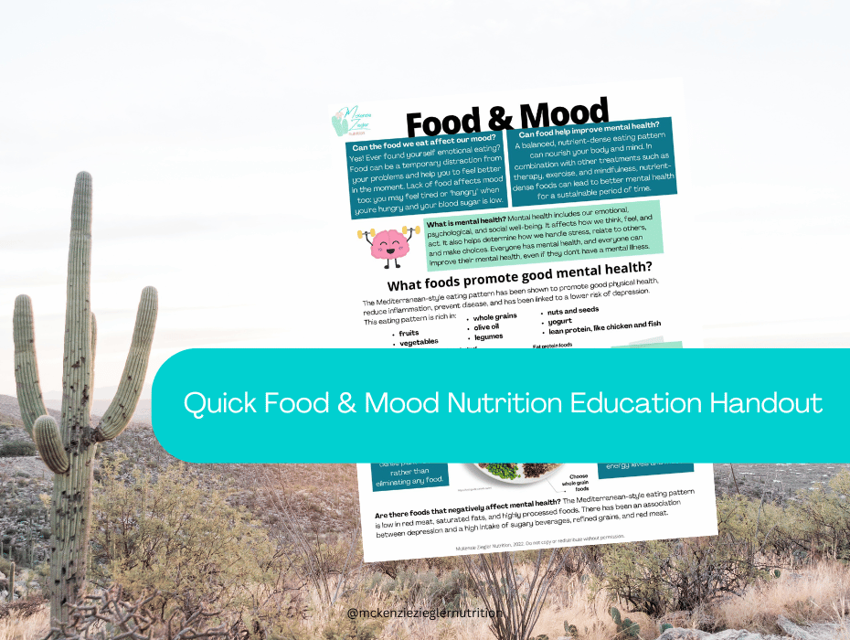 *FREEBIE* Quick Food & Mood Nutrition Education Handout - Well ...