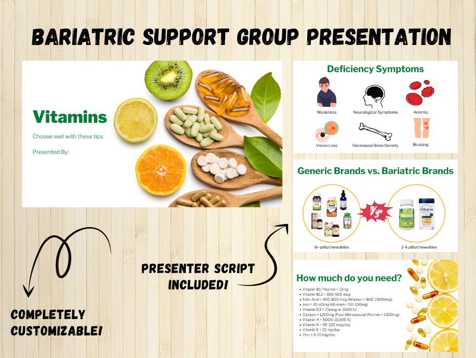 Bariatric Support Group Presentation: Vitamins - Well Resourced Dietitian