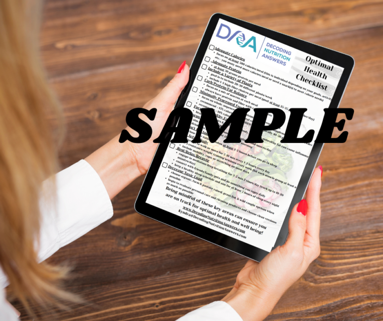 Optimal Health Checklist - Well Resourced Dietitian