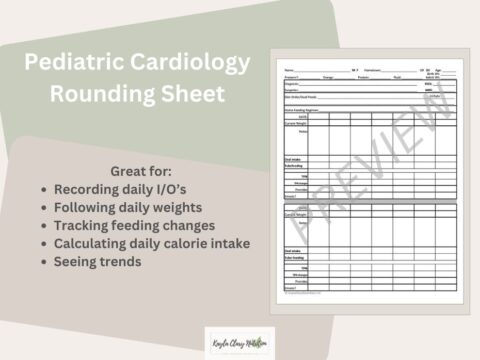 Pediatric Cardiology Rounding Sheet - Well Resourced Dietitian
