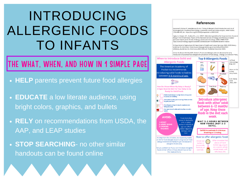 Introducing Allergenic Foods to Infants handout - Well Resourced Dietitian