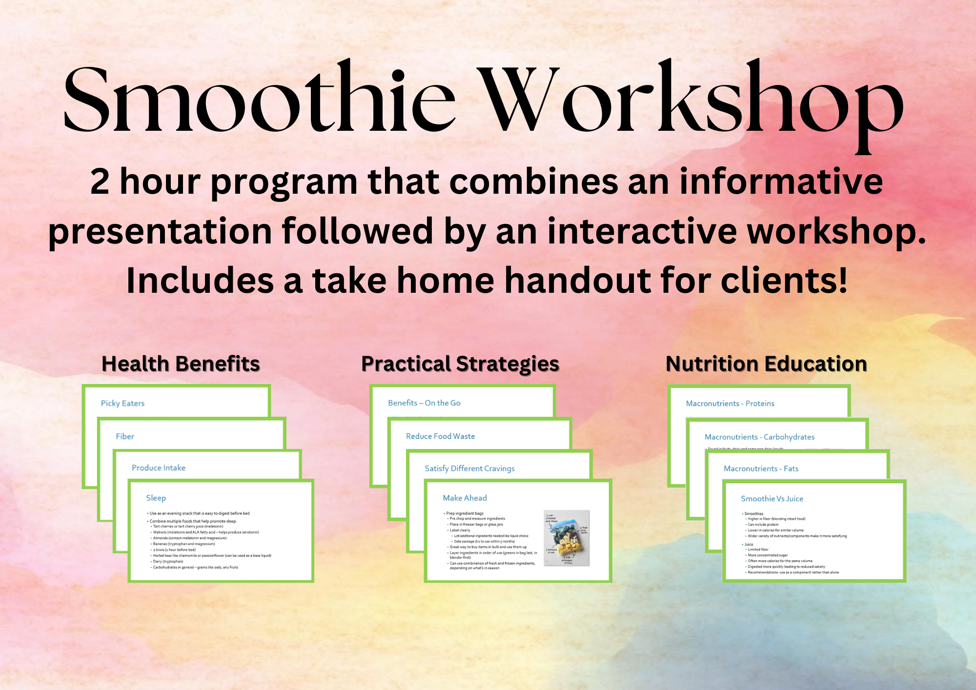 Smoothie Workshop - Well Resourced Dietitian