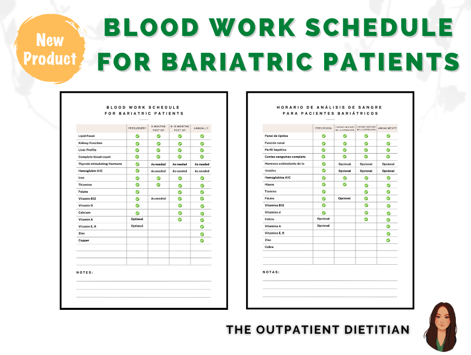 Bariatric Blood Work Schedule - Well Resourced Dietitian