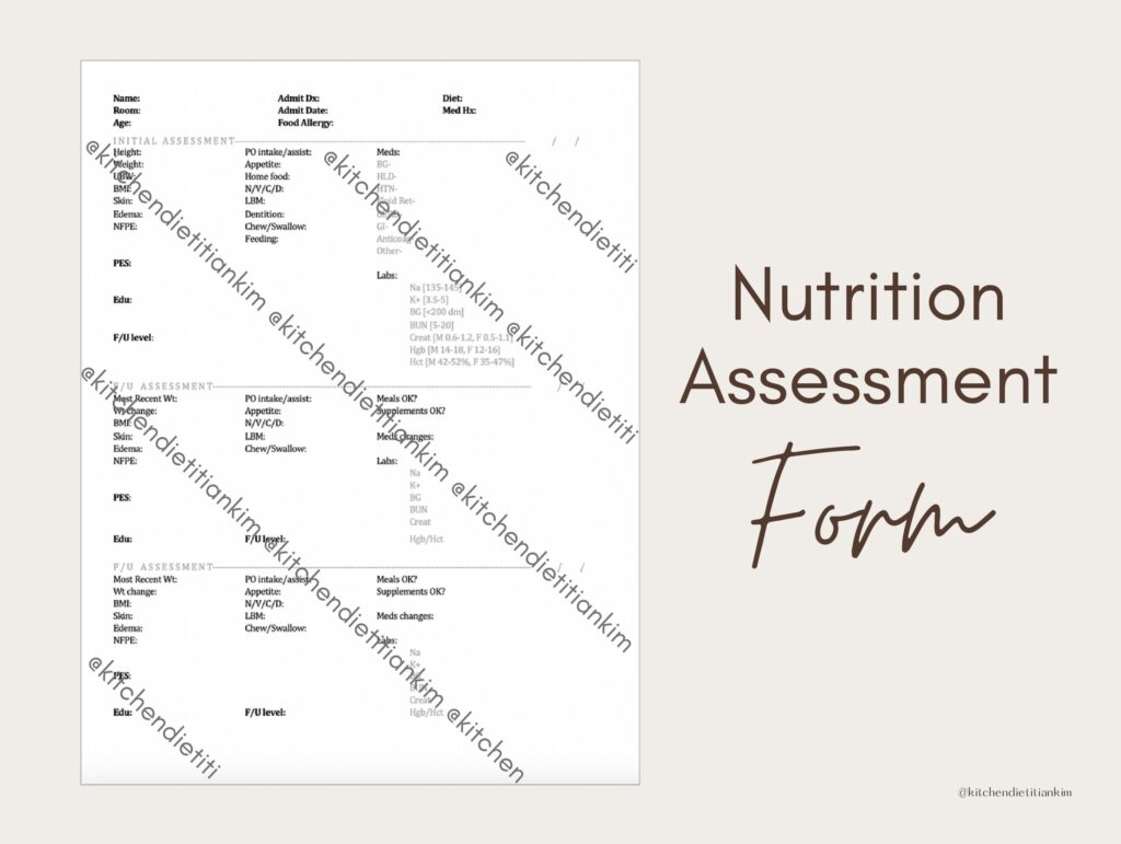 Nutrition Assessment Note Template - Well Resourced Dietitian
