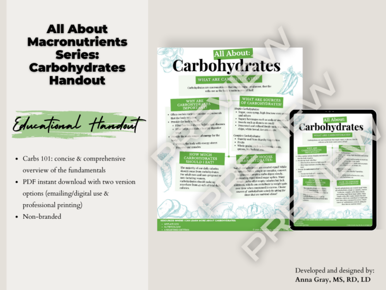All About Carbohydrates Handout - Well Resourced Dietitian
