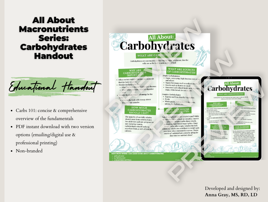 All About Carbohydrates Handout - Well Resourced Dietitian