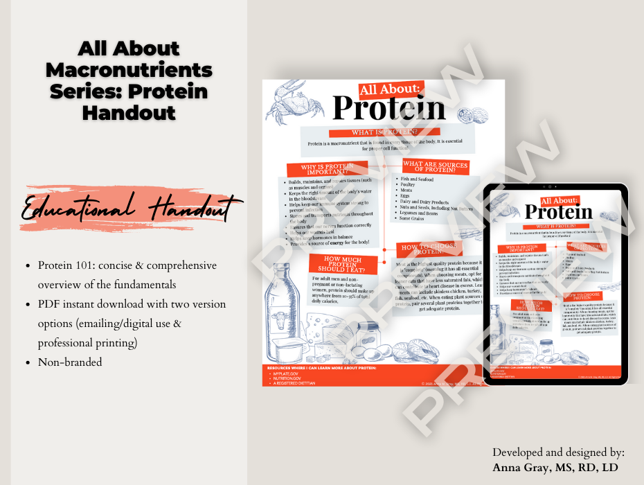 All About Protein Handout - Well Resourced Dietitian