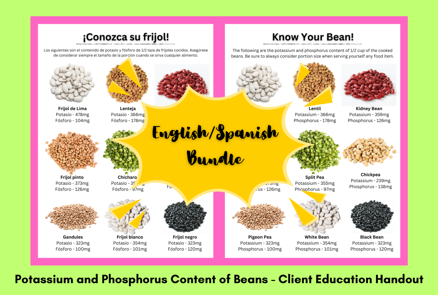 Potassium and Phosphorus Content of Beans - Client Education Handout ...