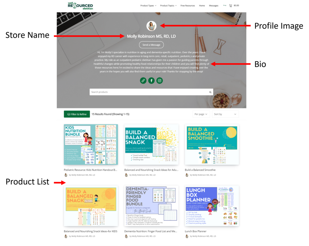 Customizing Your Store and Vendor Profile - Well Resourced Dietitian