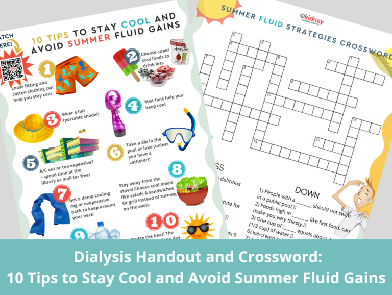 Dialysis Summer Fluid Handout and Crossword Game - Well Resourced Dietitian