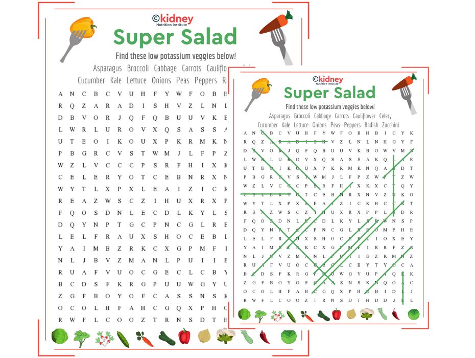Super Salad word search handout for Dialysis patients - Well Resourced ...